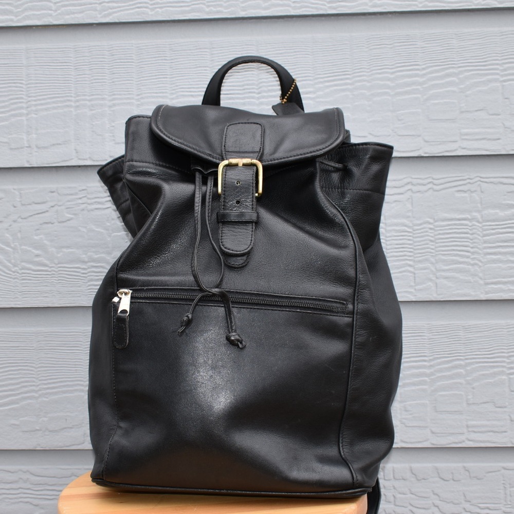 Vintage Coach Xl Leather Backpack - Black - Gem